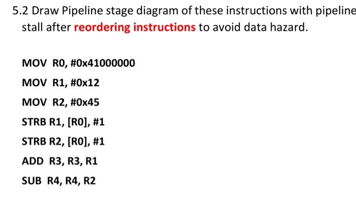 Solved 5.2 Draw Pipeline stage diagram of these instructions | Chegg.com