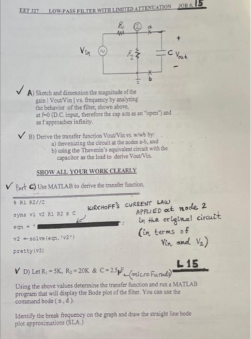 Solved EET 327 LOW-PASS FILTER WITH LIMIIED ATTENUATION JOBA | Chegg.com