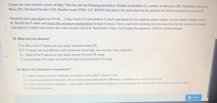 Solved Use Random number generator (under Data Analysis) to | Chegg.com