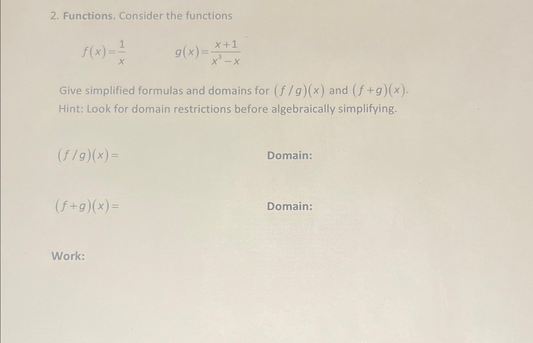 Solved Functions. Consider the | Chegg.com