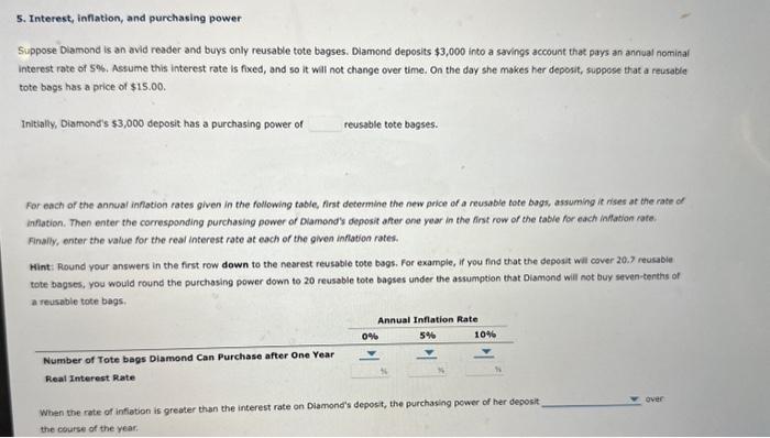 Solved 5. Interest, inflation, and purchasing power Suppose | Chegg.com
