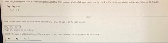 Solved Convert the given system to an e system using slack | Chegg.com