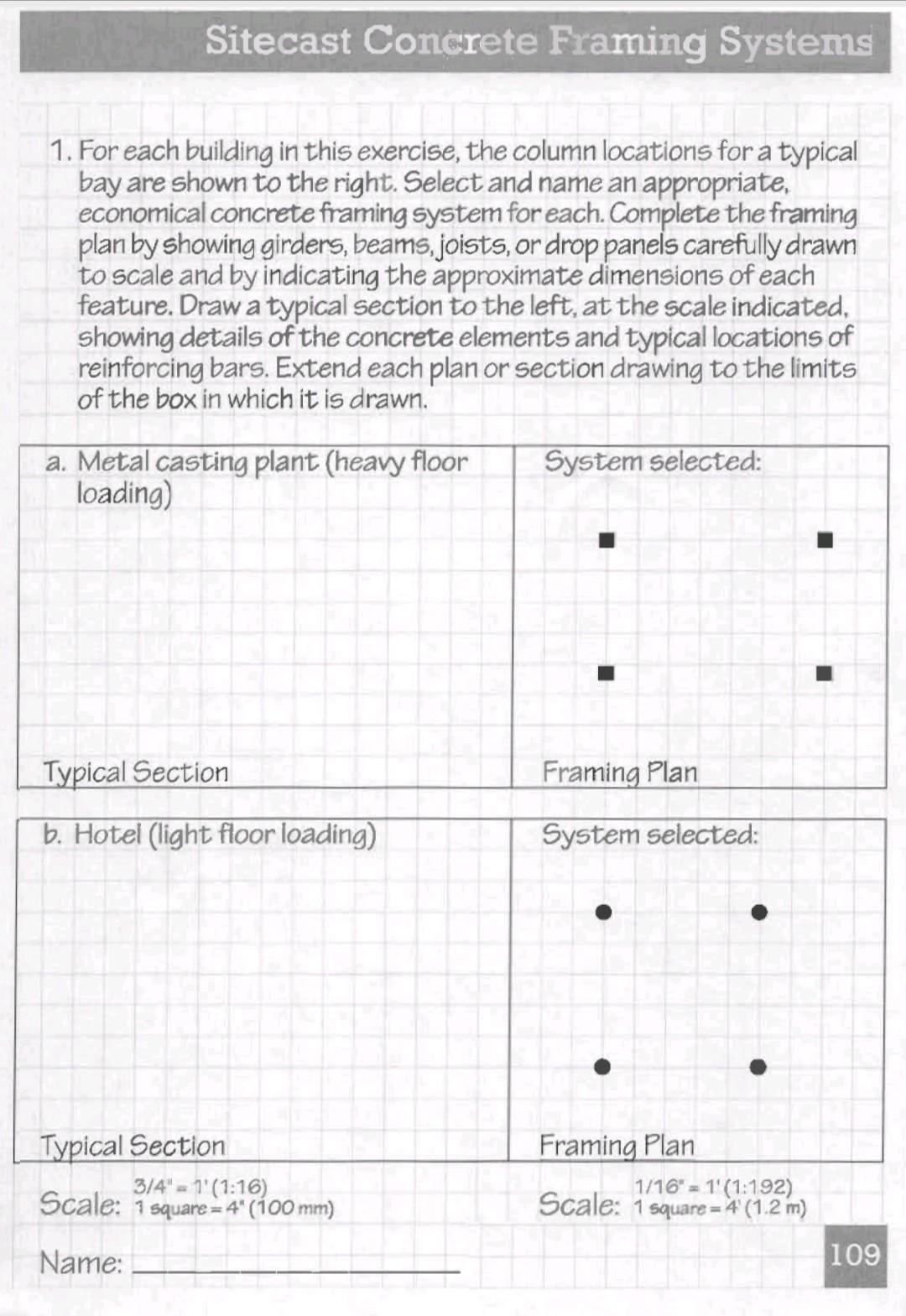 Solved Sitecast Concrete Framing Systems 1. For each | Chegg.com