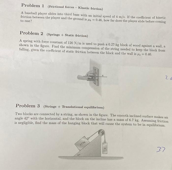 Solved Problem 1 (Frictional forces - Kinetic friction) A | Chegg.com
