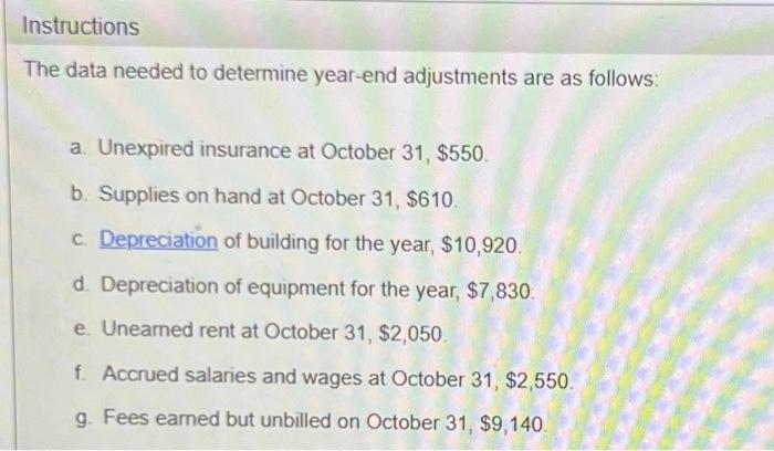 Instructions The data needed to determine year-end | Chegg.com