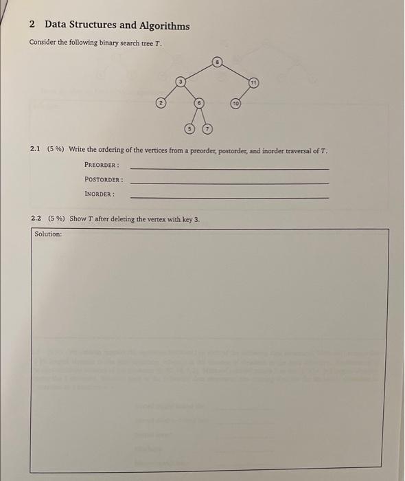 Solved 2 Data Structures and Algorithms Consider the | Chegg.com