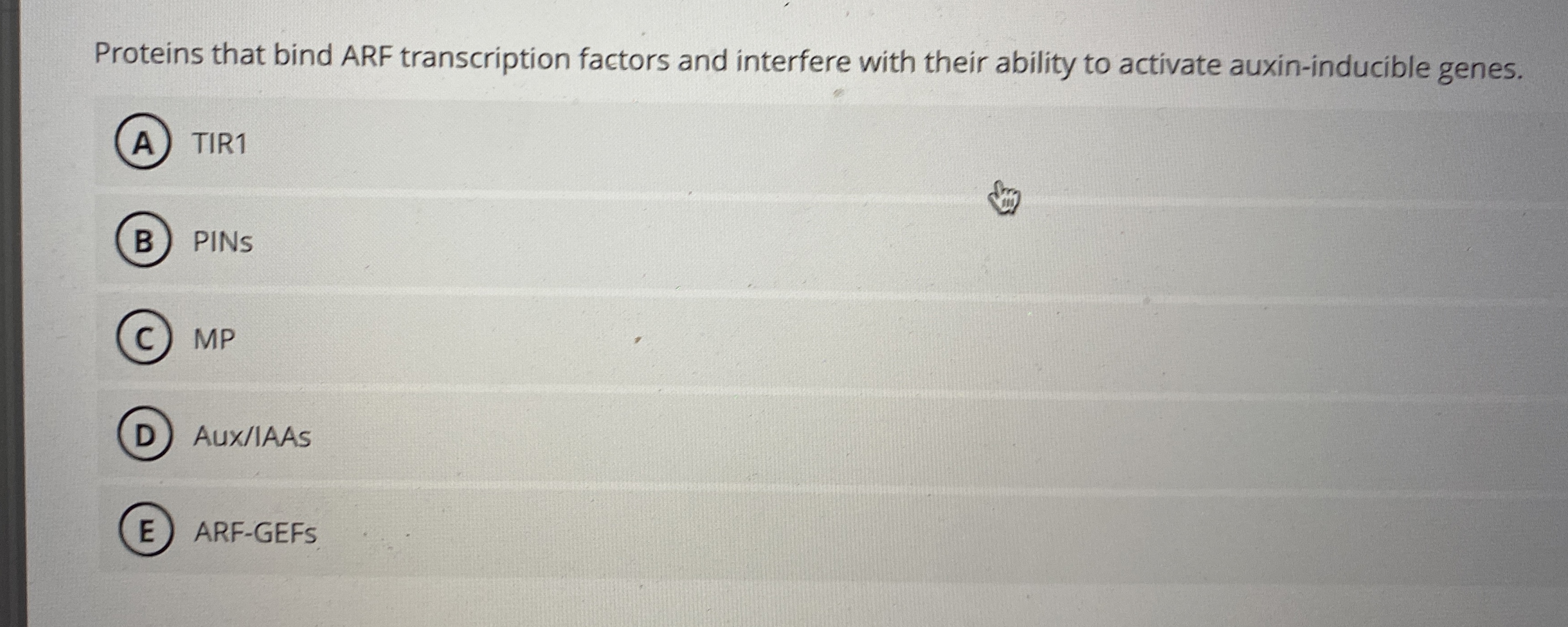 Solved Proteins that bind ARF transcription factors and | Chegg.com