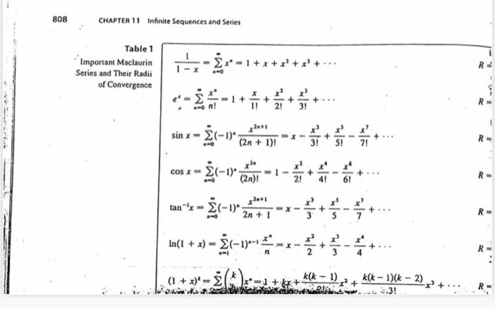 Solved Part 5 (4 points each) Use your table of series to | Chegg.com