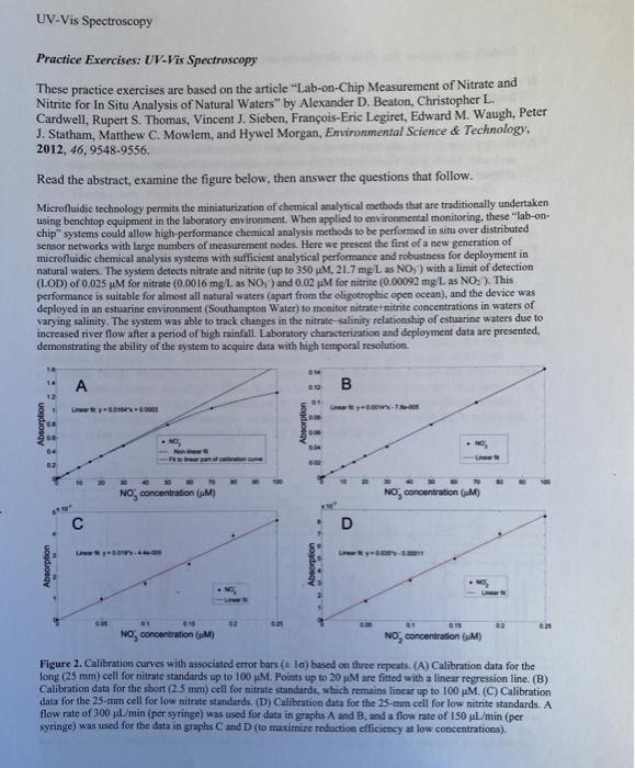 UV-Vis Spectroscopy Practice Exercises: UV-Vis | Chegg.com