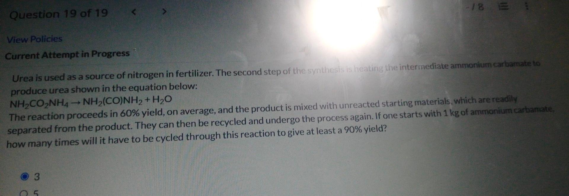 Solved View Policies Current Attempt in Progress Urea is | Chegg.com