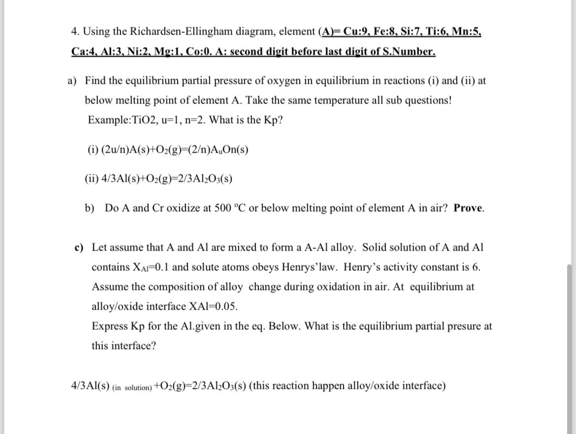 Solved Using the Richardsen-Ellingham diagram, element | Chegg.com