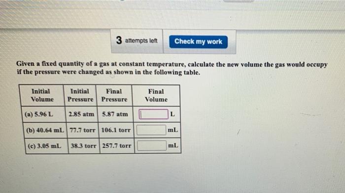 Solved 3 attempts left Check my work Given a fixed quantity | Chegg.com