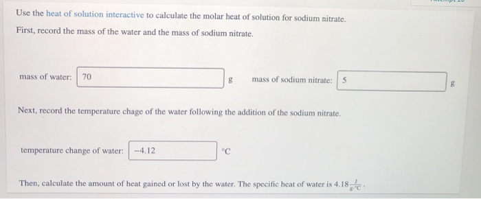 Solved Use the heat of solution interactive to calculate the | Chegg.com