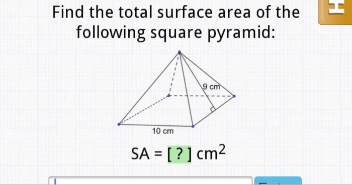 Solved Find the total surface area of the following square | Chegg.com