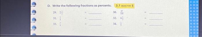 Solved D. Write the following fractions as percents. 29. 2 | Chegg.com