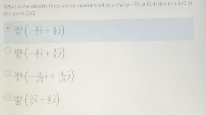 What is the electric force vector experienced by a | Chegg.com