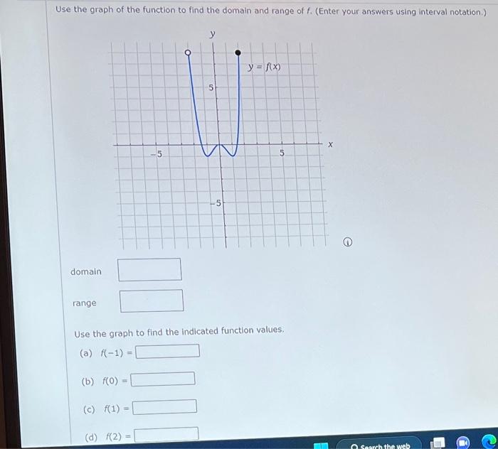 Solved Use the graph of the function to find the domain and | Chegg.com