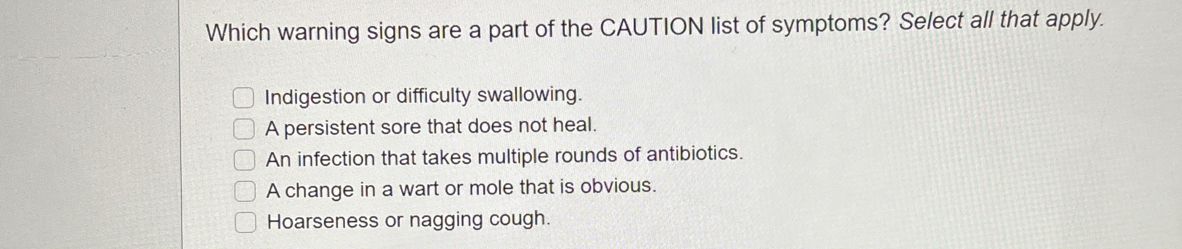 Solved Which warning signs are a part of the CAUTION list of | Chegg.com
