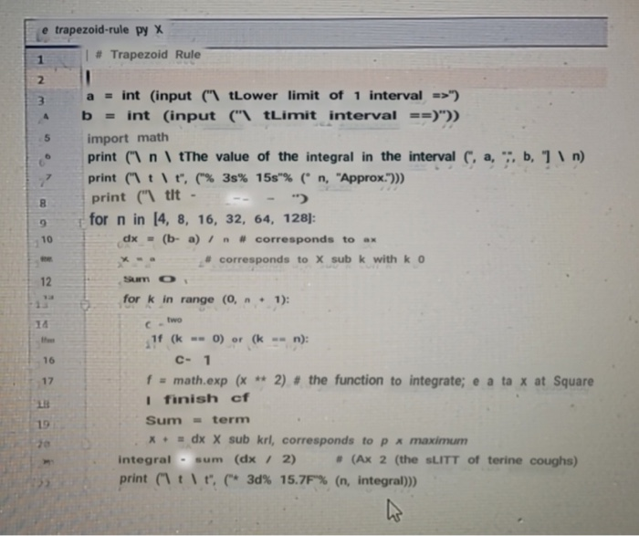 4) Modifying the trapezoid-rule.py program, implement | Chegg.com