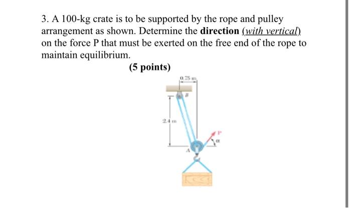Solved 3. A 100−kg crate is to be supported by the rope and | Chegg.com
