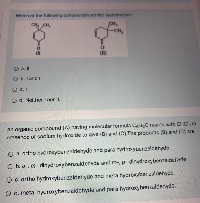 Solved Which of the following compound/s exhibit | Chegg.com