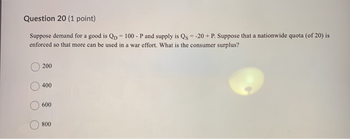 Solved Question 19 (1 point) Suppose demand for a good is Qp | Chegg.com