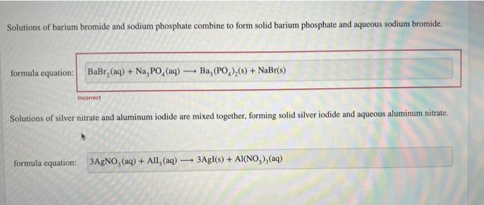 Solved Solutions of barium bromide and sodium phosphate | Chegg.com