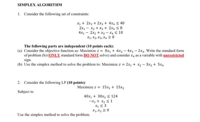 Solved 1. Consider the following set of constraints: | Chegg.com