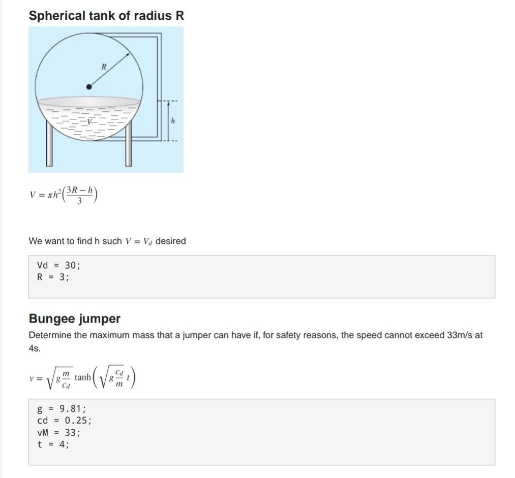 Solved Spherical tank of radius R V=πh2(33R−h) We want to | Chegg.com