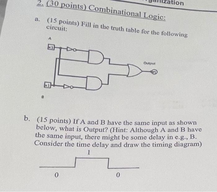 Solved a. (15 points) Fill in the truth table for the | Chegg.com