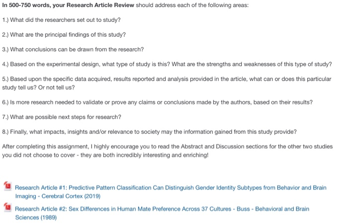 In 500-750 words, your Research Article Review should | Chegg.com