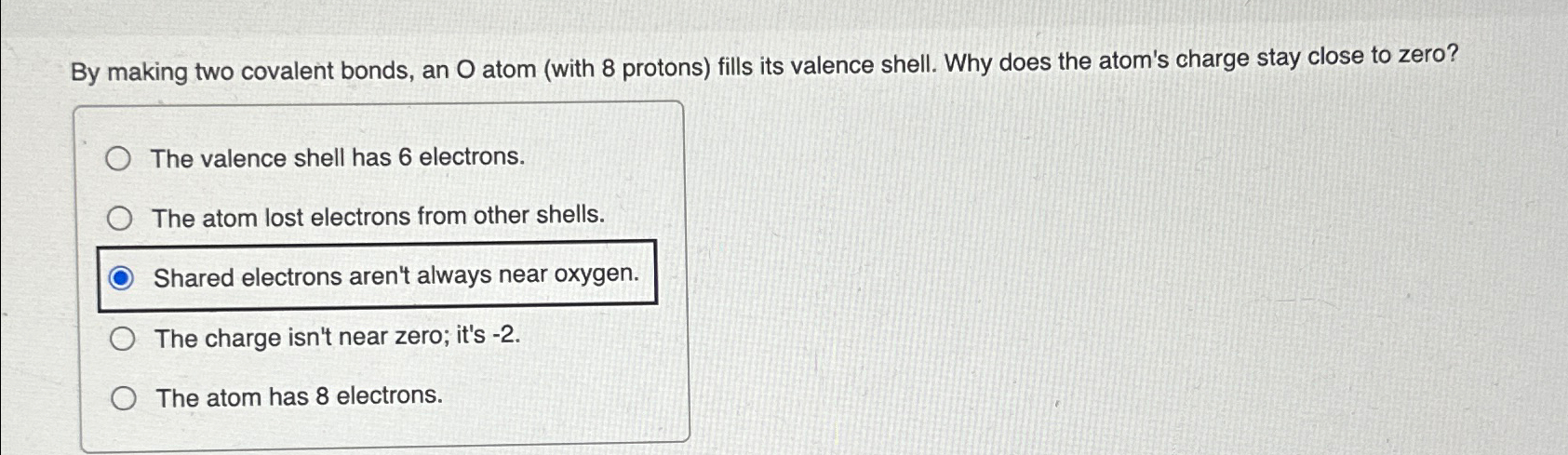 Solved By making two covalent bonds, an O ﻿atom (with 8 | Chegg.com