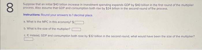 Solved Suppose that an initial $40 billion increase in | Chegg.com