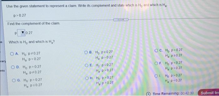 Solved Use the given statement to represent a claim Write | Chegg.com
