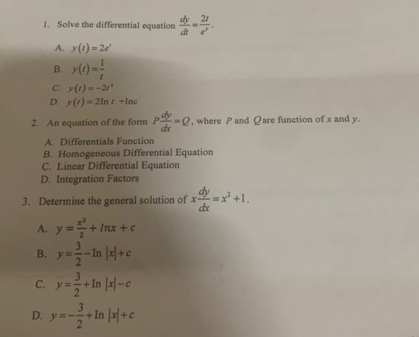 Solve the differential equation | Chegg.com