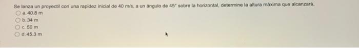 Solved Se lanza un proyectil con una rapidez inicial de 40 | Chegg.com