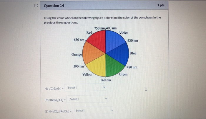 Solved n Question 14 1 pts Using the color wheel on the | Chegg.com