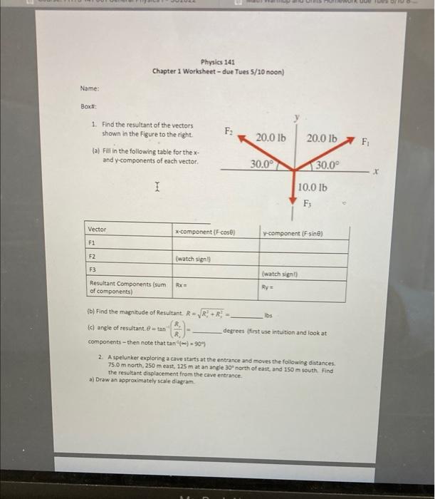 Solved Physics 141 Chapter 1 Worksheet - due Tues 5/10 noon) | Chegg.com