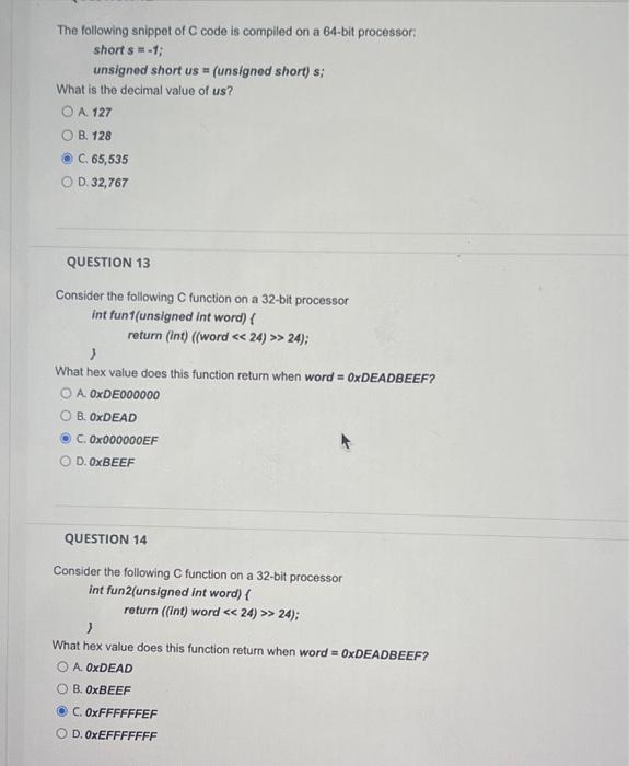 Solved The following snippet of C code is compiled on a | Chegg.com