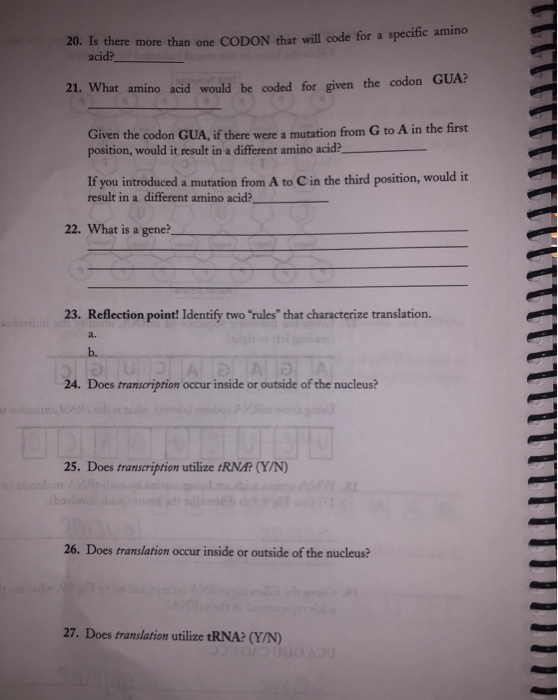 Solved 20. Is there more than one CODON that will code for a | Chegg.com