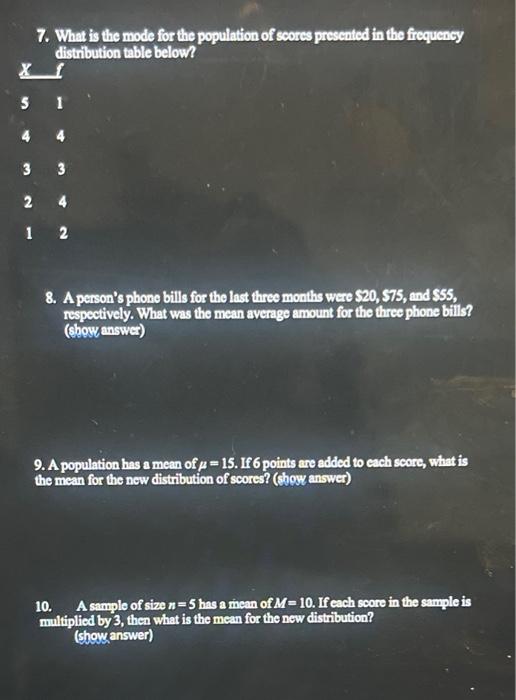 Solved 5. A sample of n = 5 scores has a standard deviation | Chegg.com