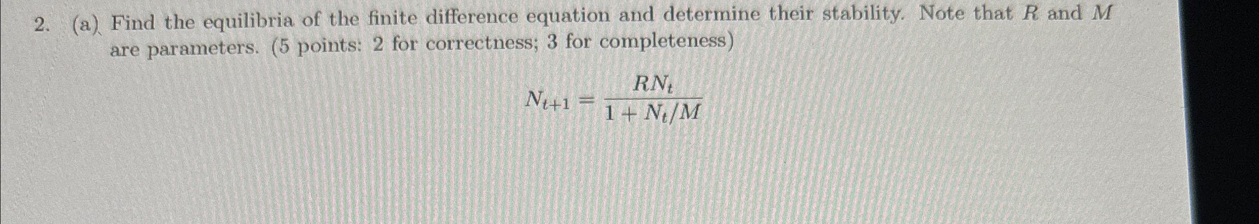 Solved (a). ﻿Find the equilibria of the finite difference | Chegg.com