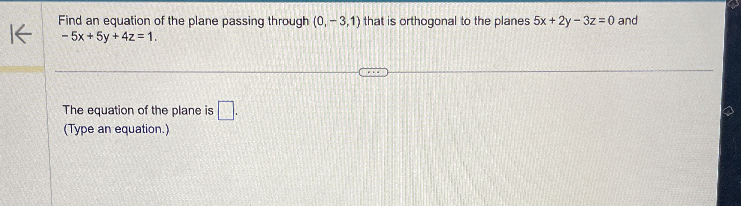 Solved Find an equation of the plane passing through | Chegg.com