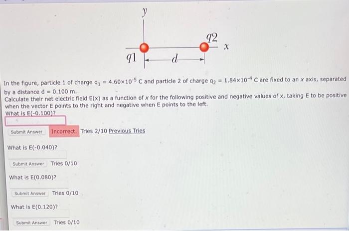 Solved In the figure, particle 1 of charge q1=4.60×10−5C and | Chegg.com