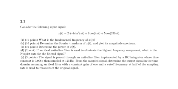 2.3Consider the following input | Chegg.com