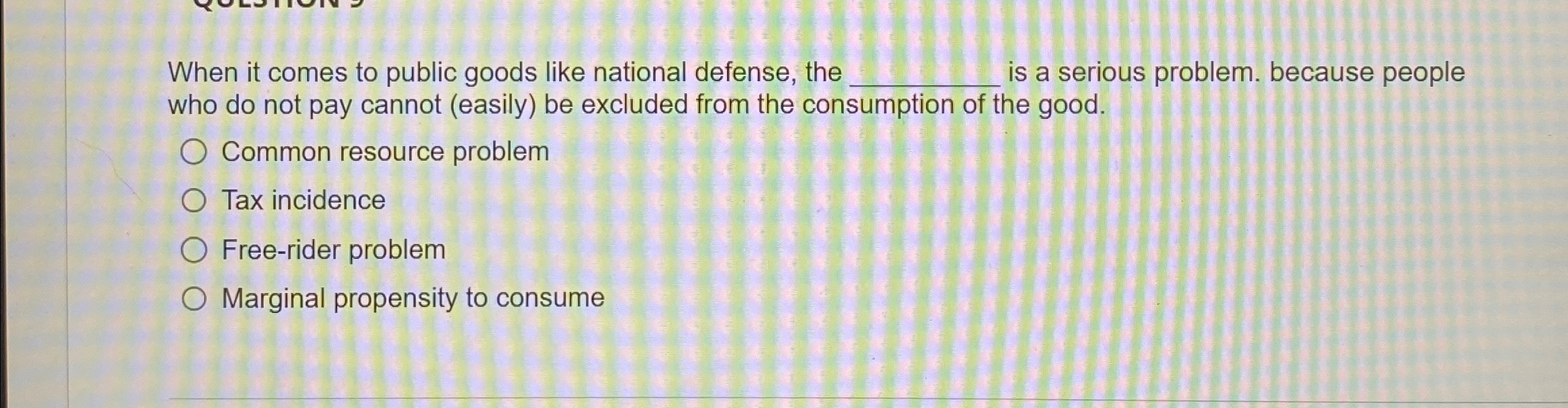 Solved When it comes to public goods like national defense, | Chegg.com