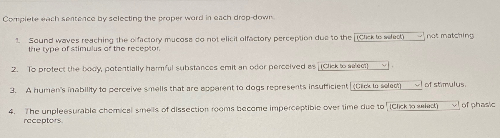 Solved Complete each sentence by selecting the proper word | Chegg.com