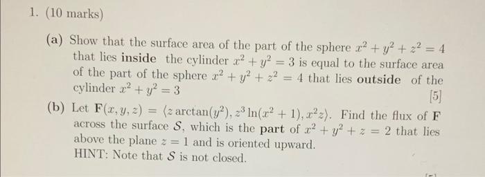 Solved (a) Show that the surface area of the part of the | Chegg.com