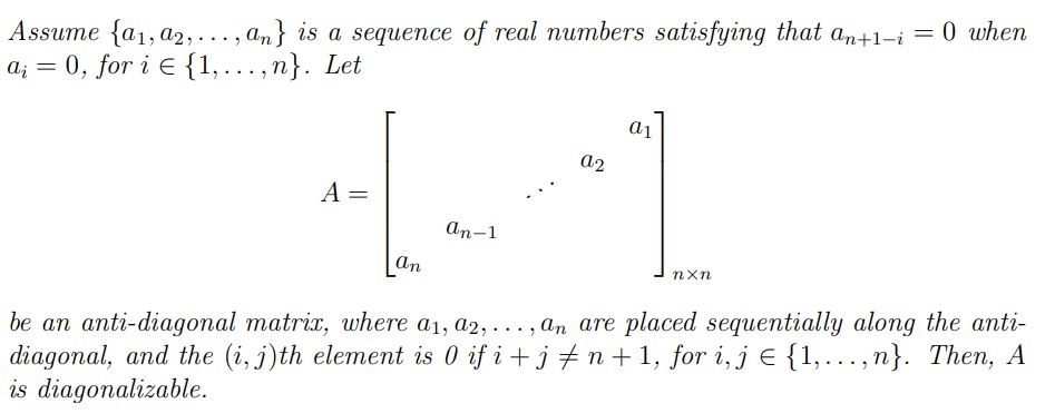 Solved Assume {a1,a2,dots,an} ﻿is a sequence of real numbers | Chegg.com