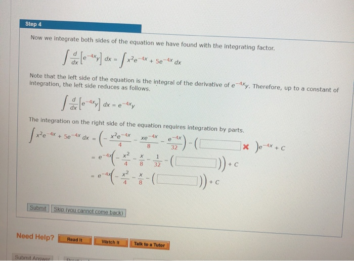 Solved Step 4 Now we integrate both sides of the equation we | Chegg.com